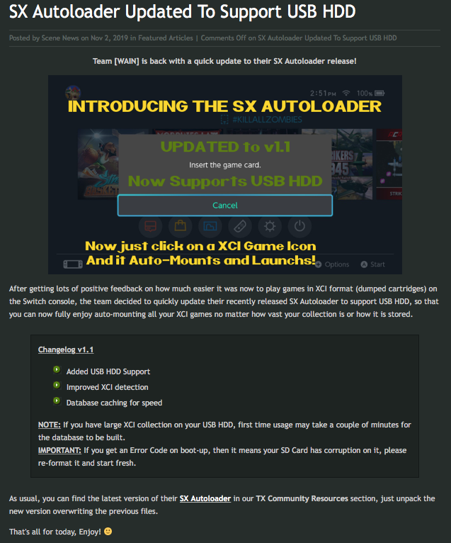 SX Autoloader Updated To Support USB HDD | GBAtemp.net - The ...
