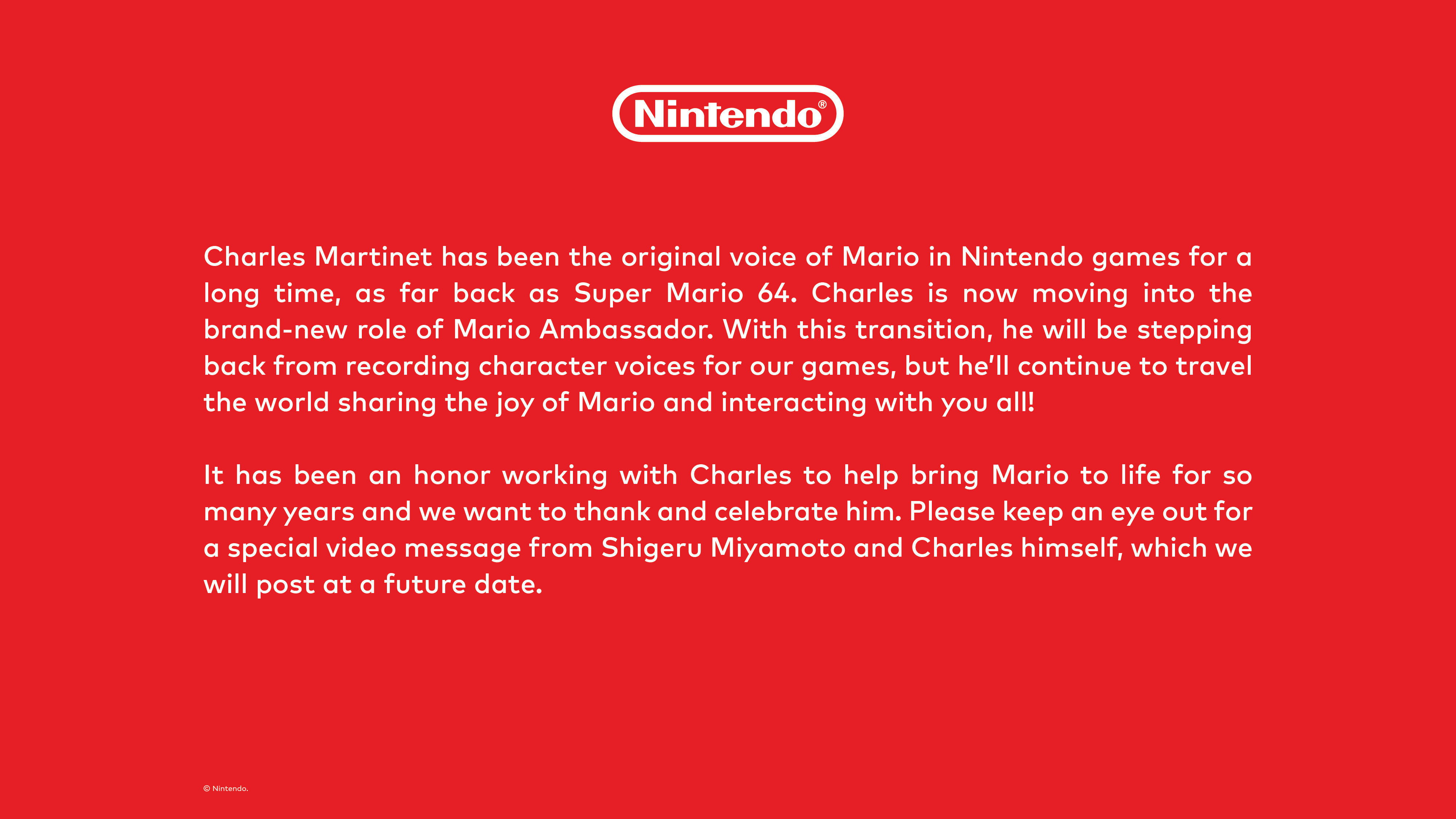 Charles Martinet is stepping back from voicing Mario and is assuming ...